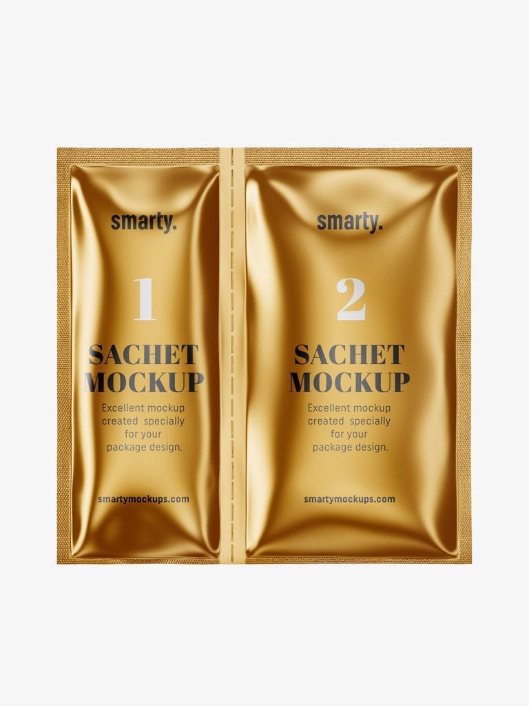 Double sachet mockup / metallic - Smarty Mockups