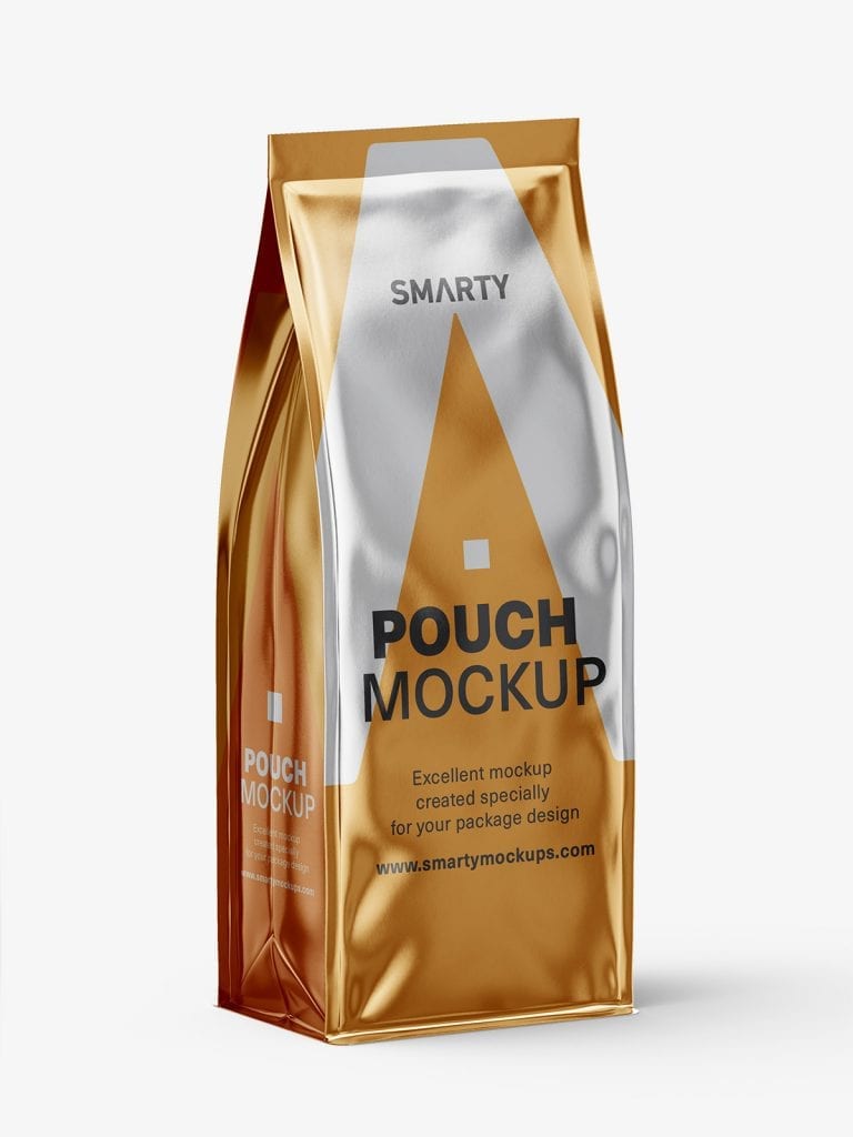 Flat bottom pouch mockup / metallic - Smarty Mockups