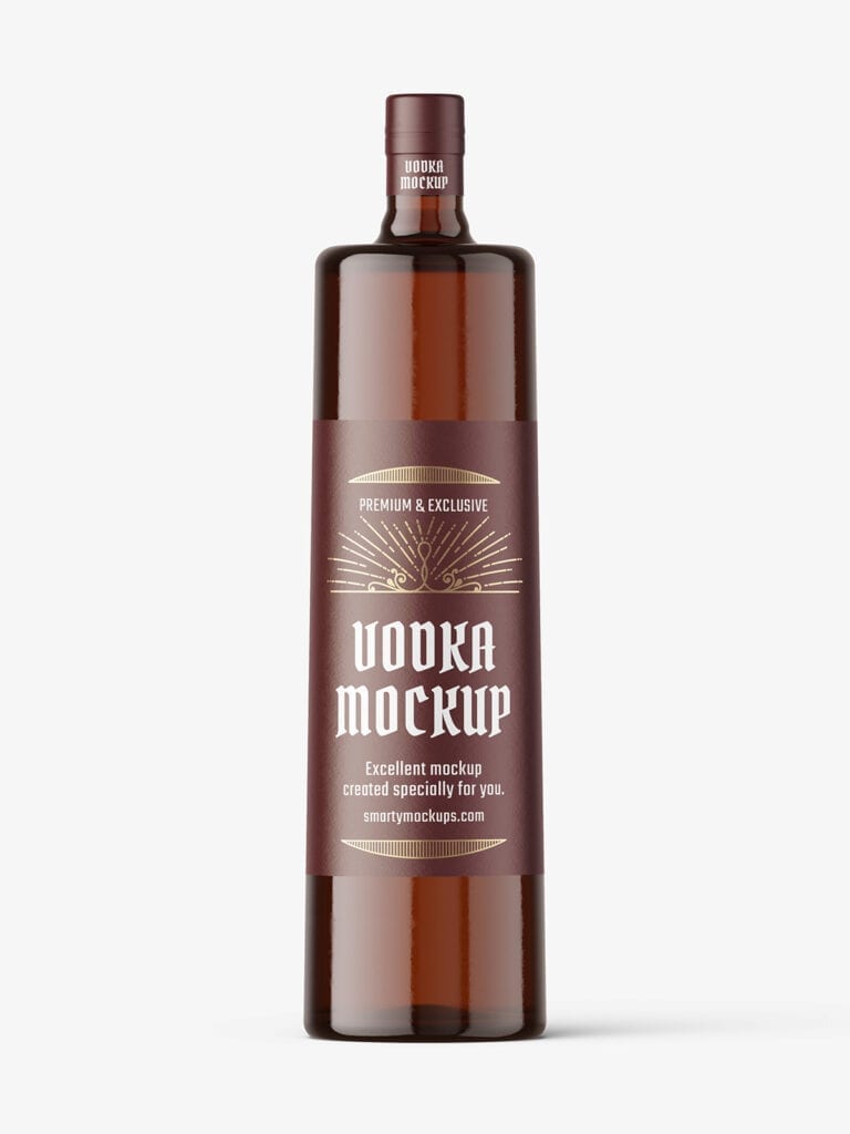 Brown vodka bottle mockup - Smarty Mockups