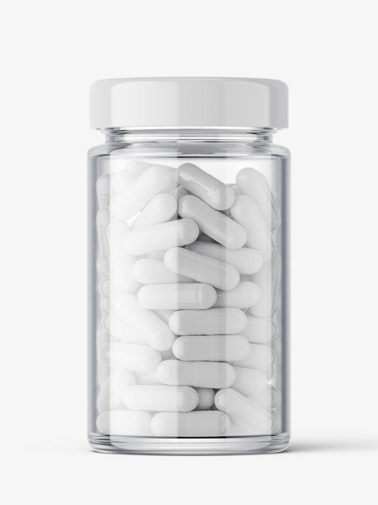 Glass jar with capsules mockup - Smarty Mockups