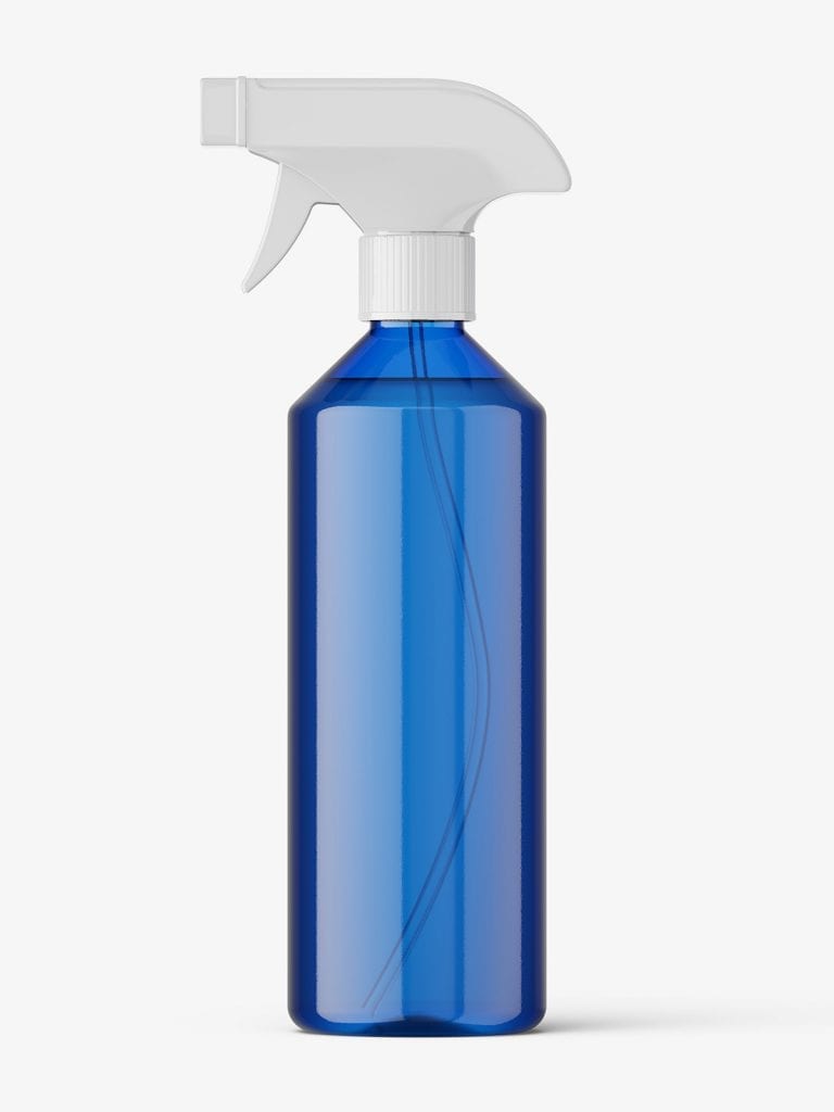 Blue trigger spray bottle mockup - Smarty Mockups