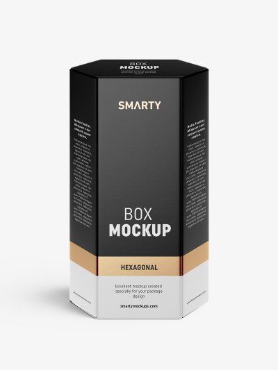 Hexagonal box mockup / white - metallic - kraft - Smarty Mockups
