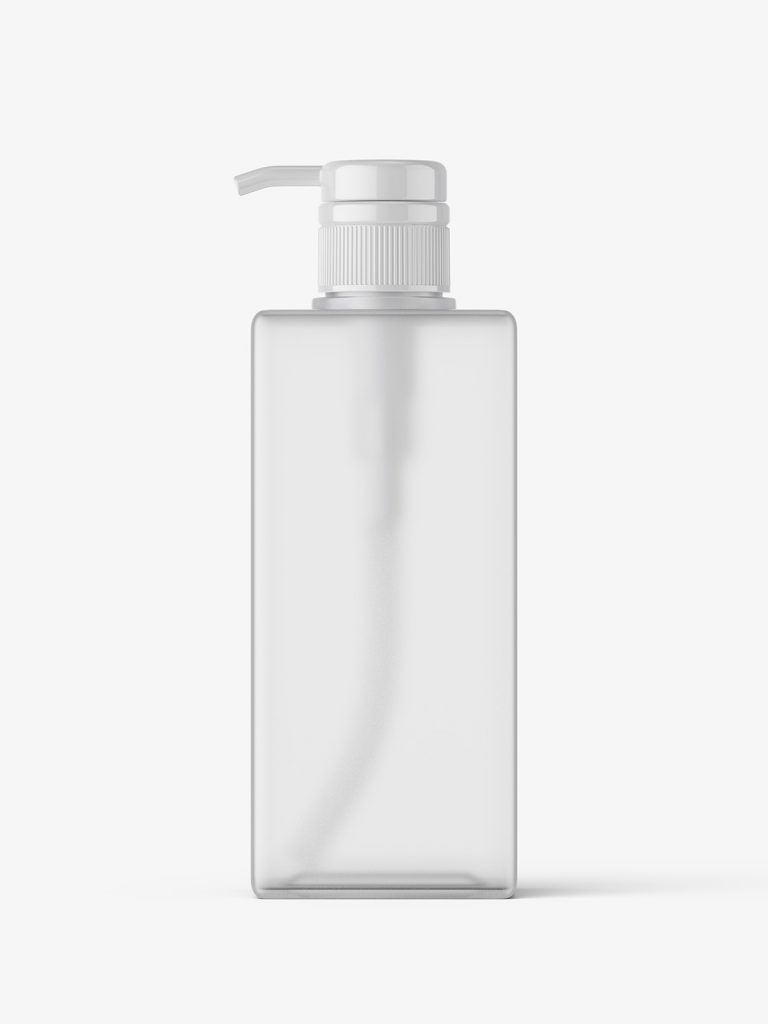 Square bottle with pump mockup / frosted - Smarty Mockups