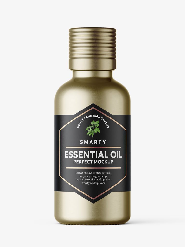 Essential oil bottle mockup / metallic - Smarty Mockups